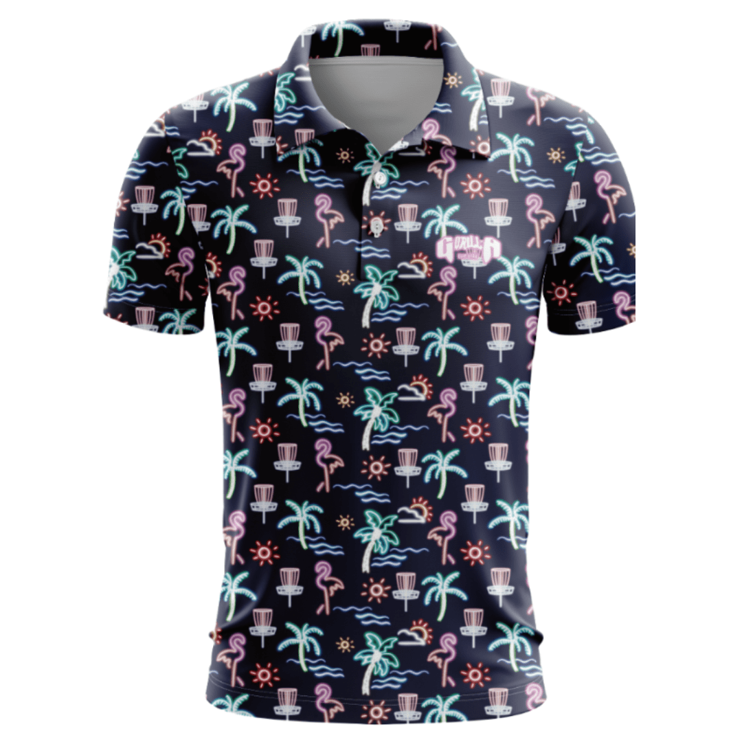 Unisex Full Sublimation Performance Polo/Neon Sign Gorilla Disc Golf ...